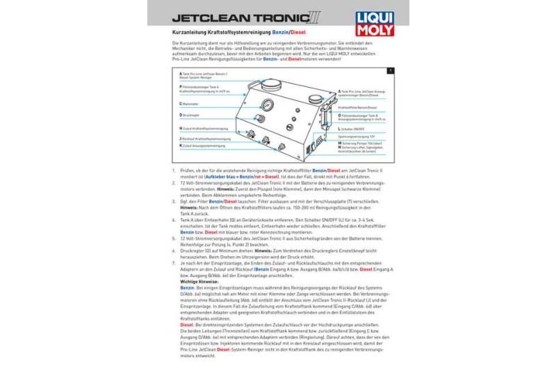JetClean Tronic II Kurzanleitung Kraftstoffsystemreinigung | LIQUI MOLY