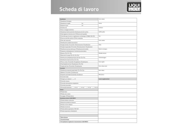 Job cards pad for workshops | LIQUI MOLY